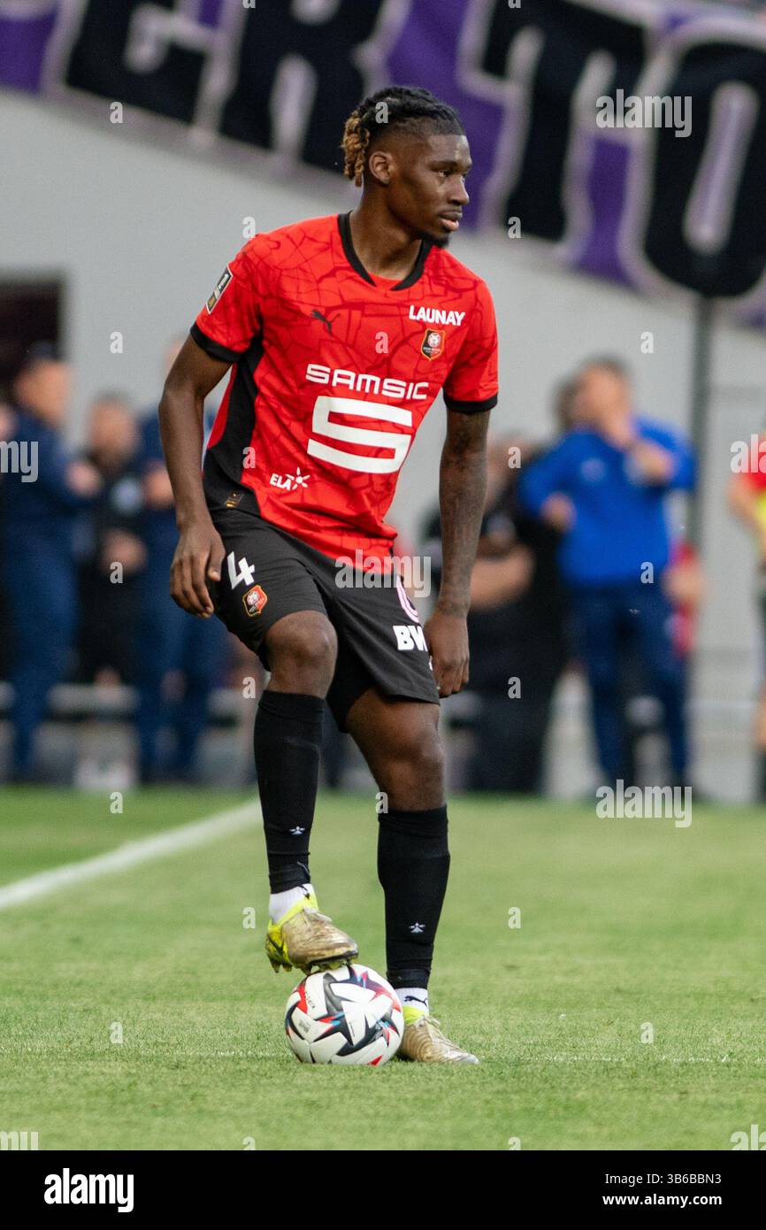 Christopher Wooh of Rennes during the French championship Ligue 1 ...