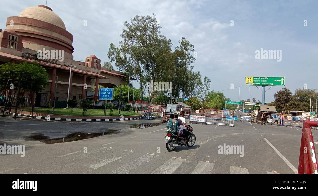 AMRITSAR, INDIA - MAY 3: Attari-Wagah Integrated Check Post (ICP) wears ...