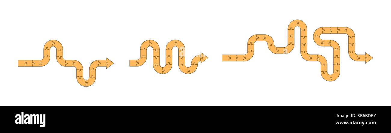 Set of arrows. Jigsaw puzzle arrow for infographics. Direction steps ...