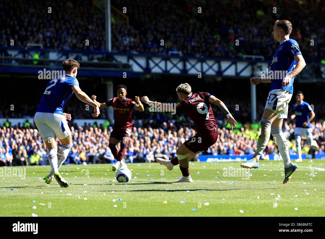 Liverpool, UK. 3rd May, 2025. Julio Enciso of Ipswich Town shoots ...