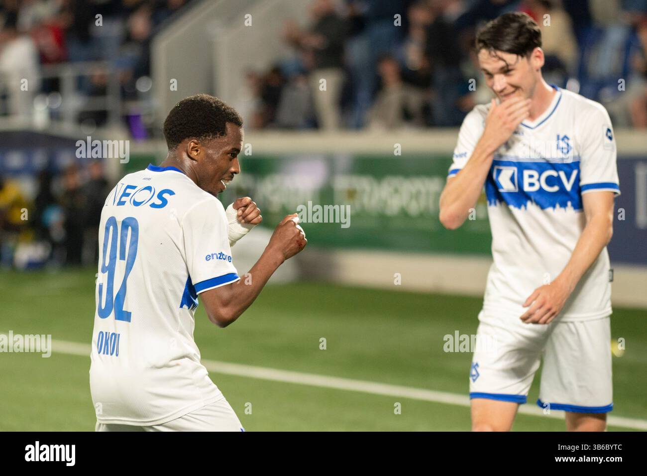 Lausanne, Switzerland. 3rd May, 2025. Teddy Okou (forward) of FC ...