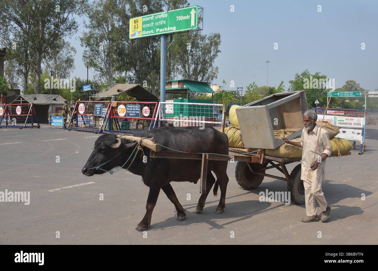 AMRITSAR, INDIA - MAY 3: A man ride horse cart at Attari-Wagah ...