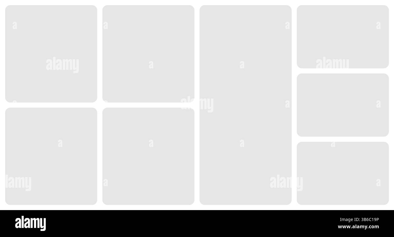Bento grid template layout shape. Bento box modular collage frame ...