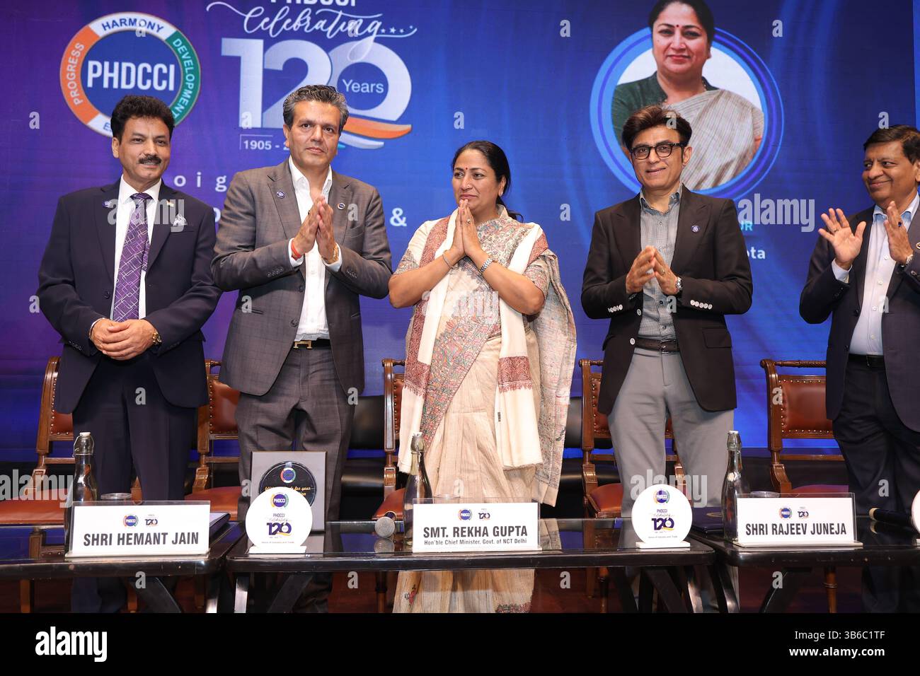 NEW DELHI, INDIA - APRIL 16: Delhi CM Rekha Gupta with Hemant Jain ...