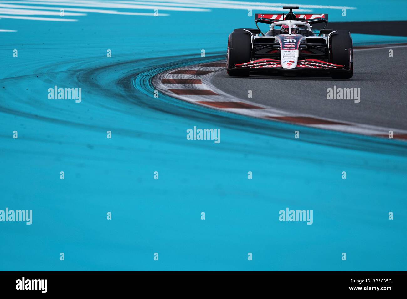 Haas driver Esteban Ocon of France steers his car during the qualifying ...