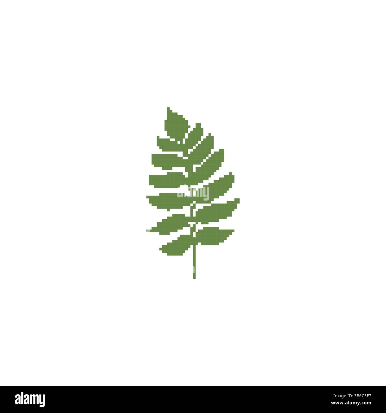 Pixel art green leaf illustration. Minimalistic leaf design in retro ...