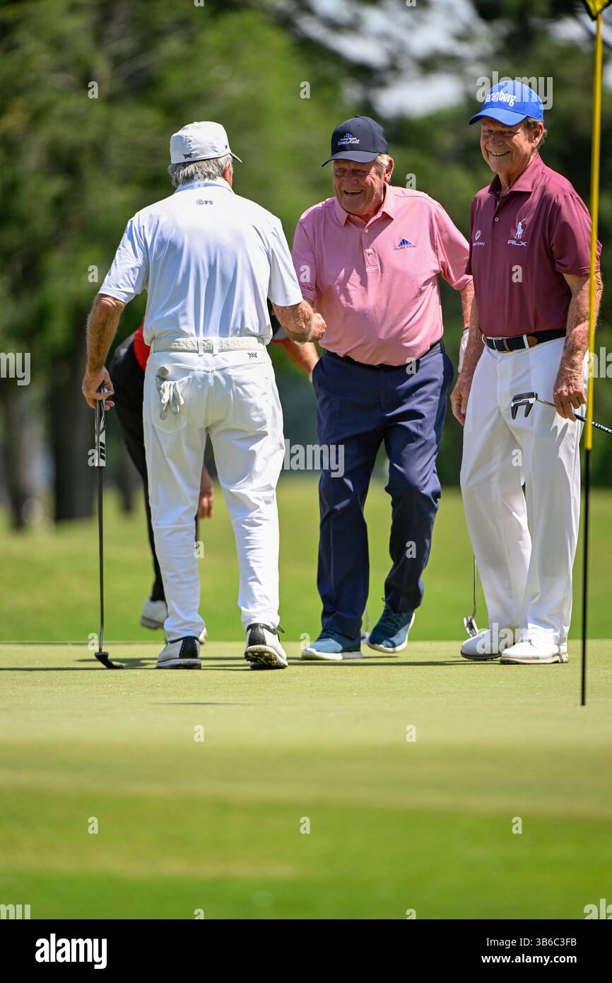 THE WOODLANDS, TX - MAY 03: Jack Nicklaus reacts to sinking his long ...
