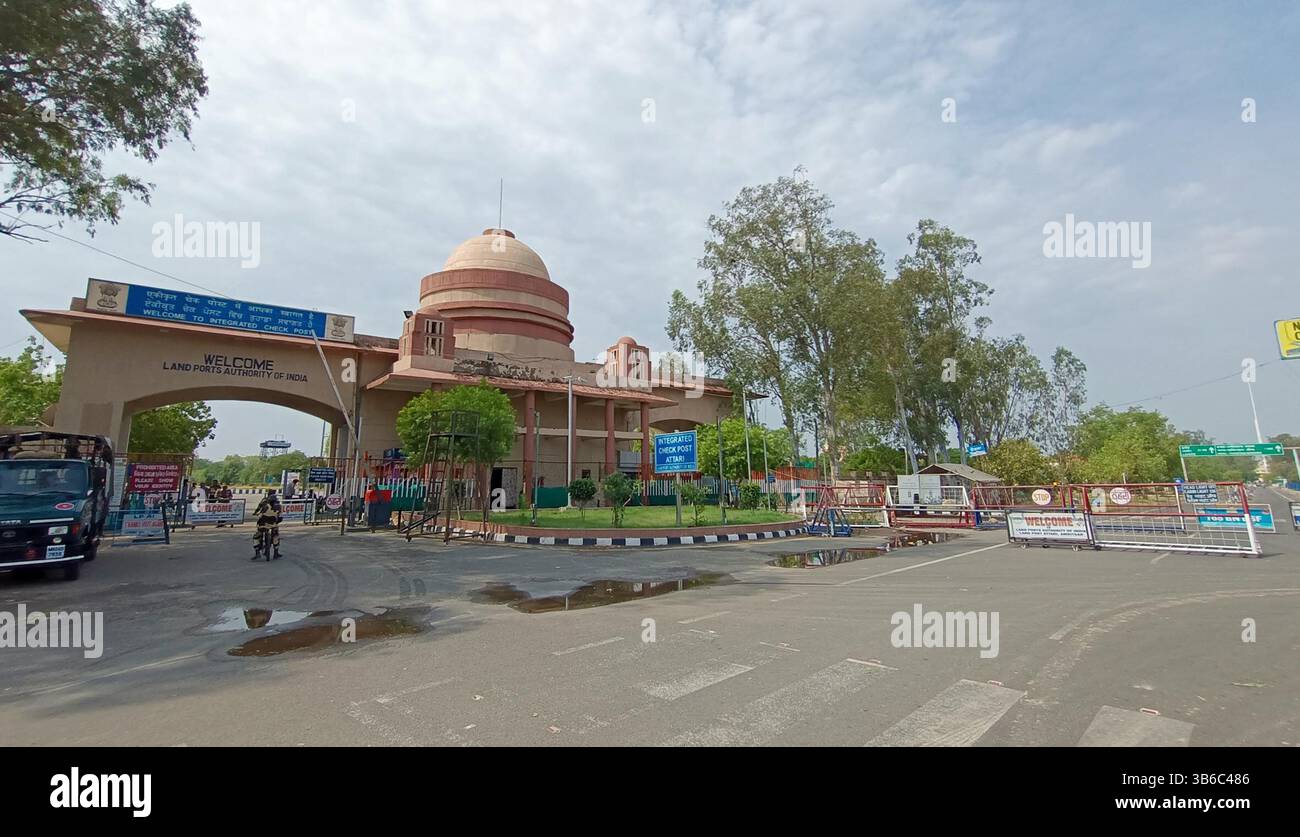 AMRITSAR, INDIA - MAY 3: Attari-Wagah Integrated Check Post (ICP) wears ...