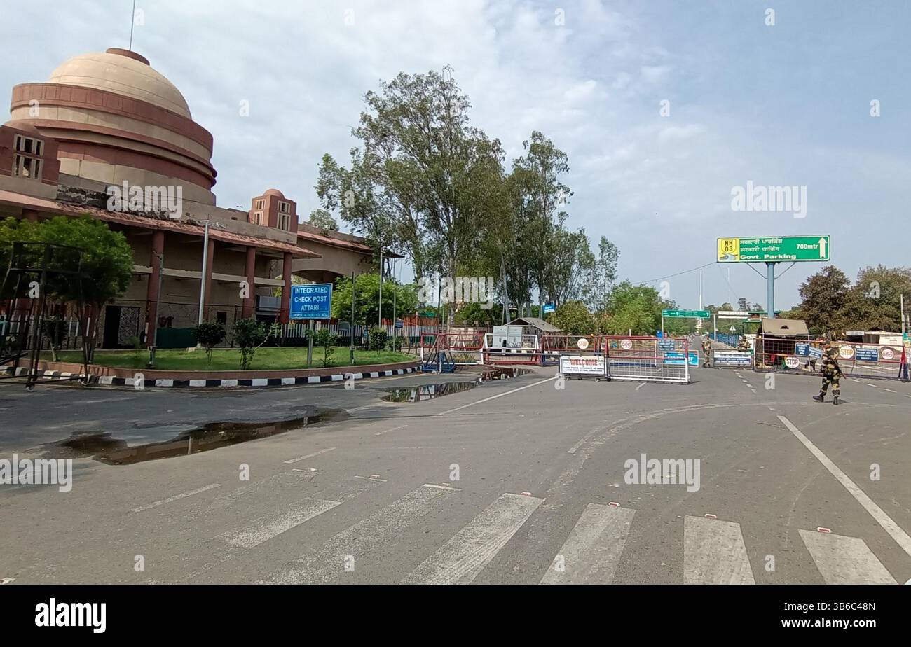 AMRITSAR, INDIA - MAY 3: Attari-Wagah Integrated Check Post (ICP) wears ...