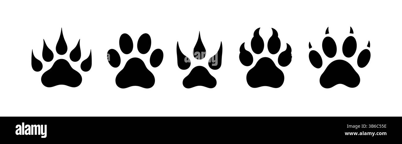 Dog or cat paw print icon. Bear vector paw lion footprint animal ...
