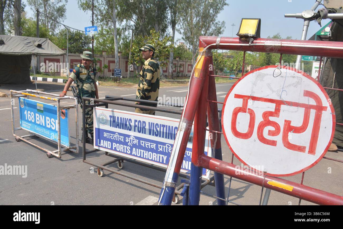 AMRITSAR, INDIA - MAY 3: Border Security Force (BSF) stand guard at ...