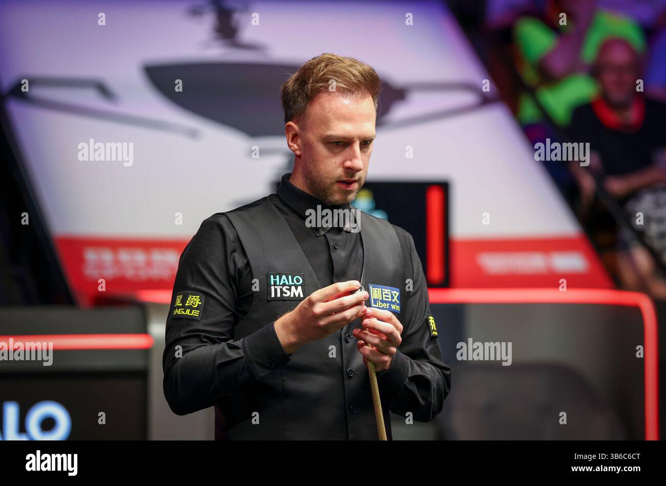 Sheffield, UK. 03rd May, 2025. Judd Trump of England chalks his cue ...