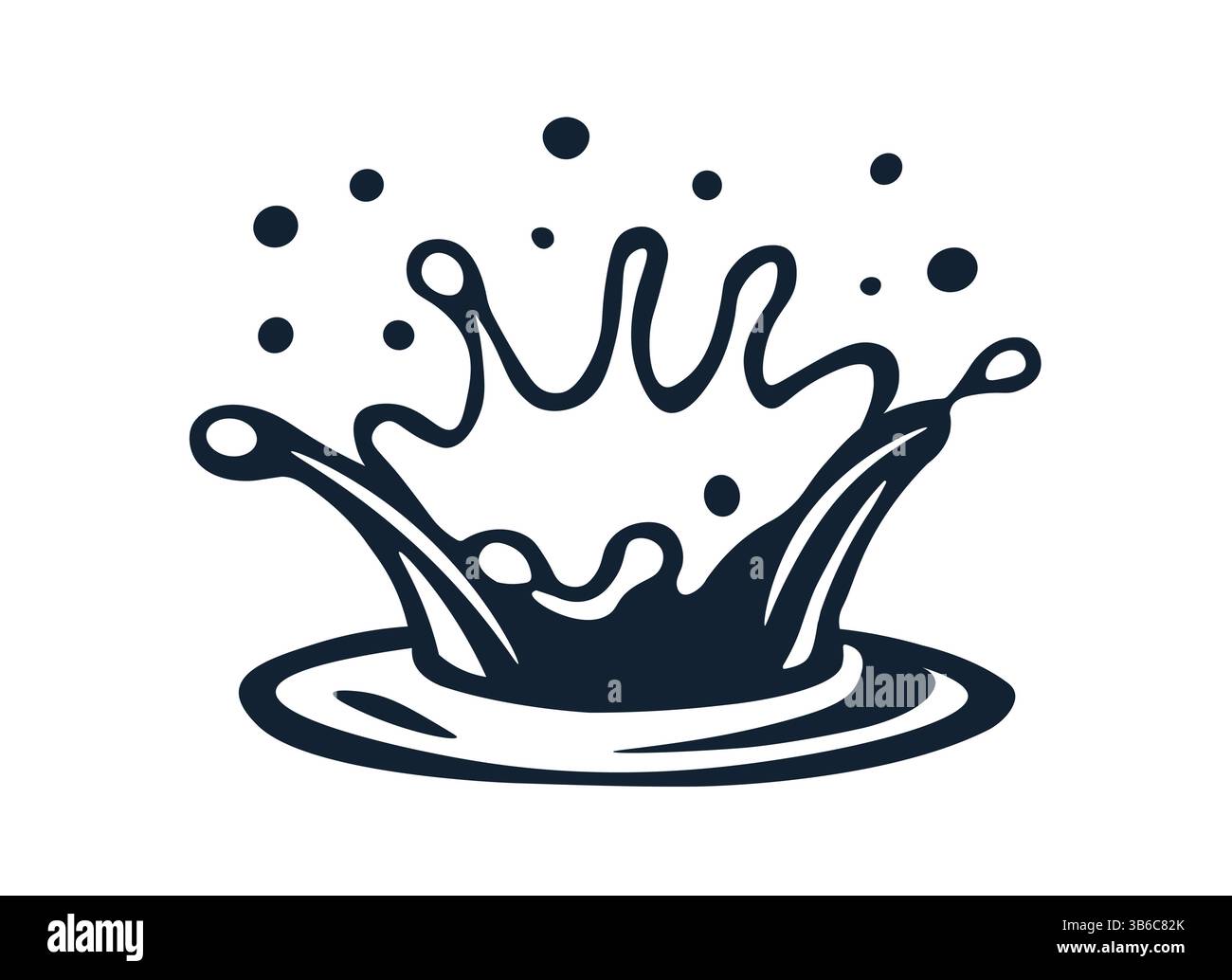 Water splash icon. Simple illustration liquid splash with droplets and ...