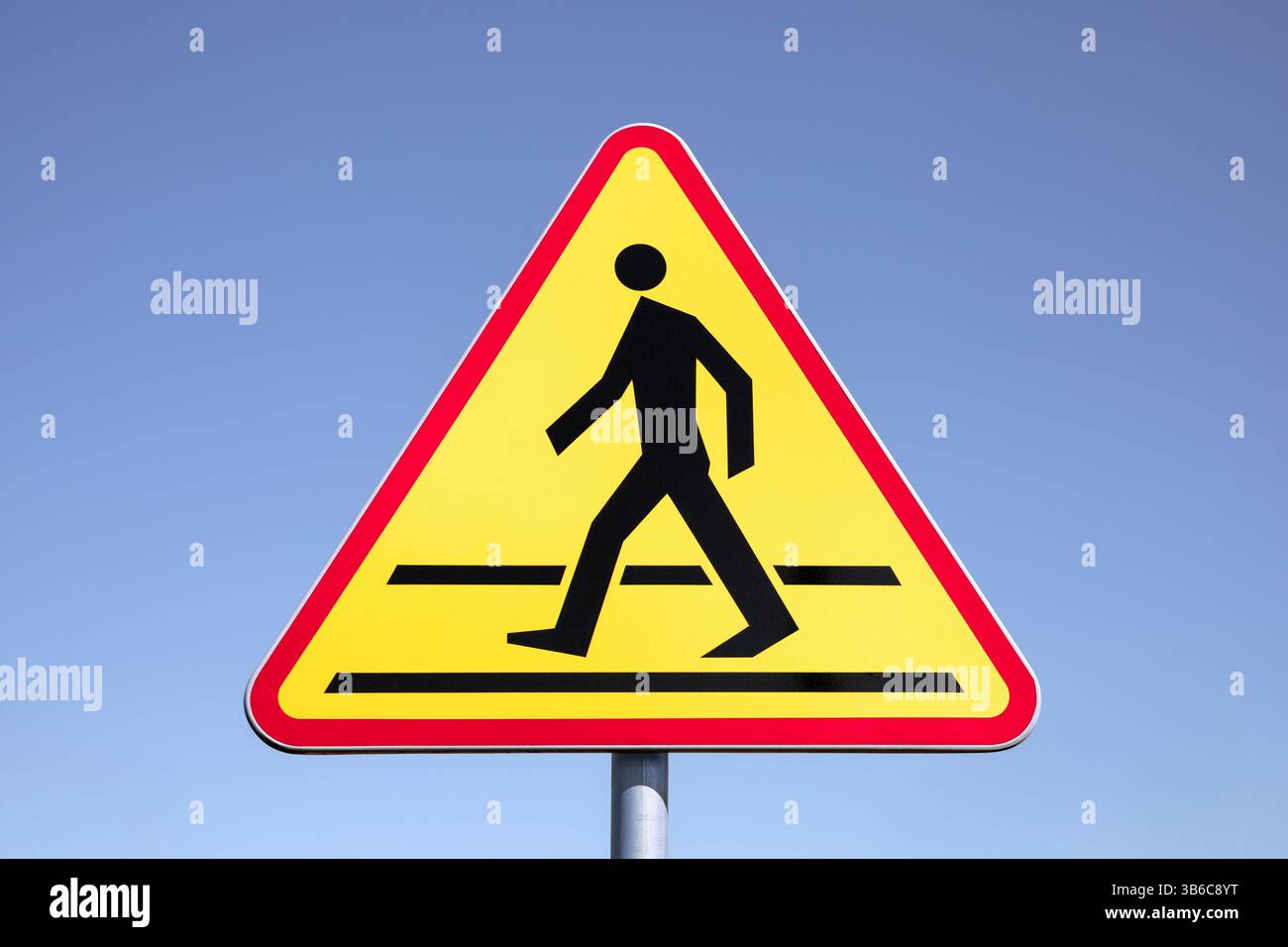 Pedestrian crossing ahead - Polish road sign Stock Photo - Alamy