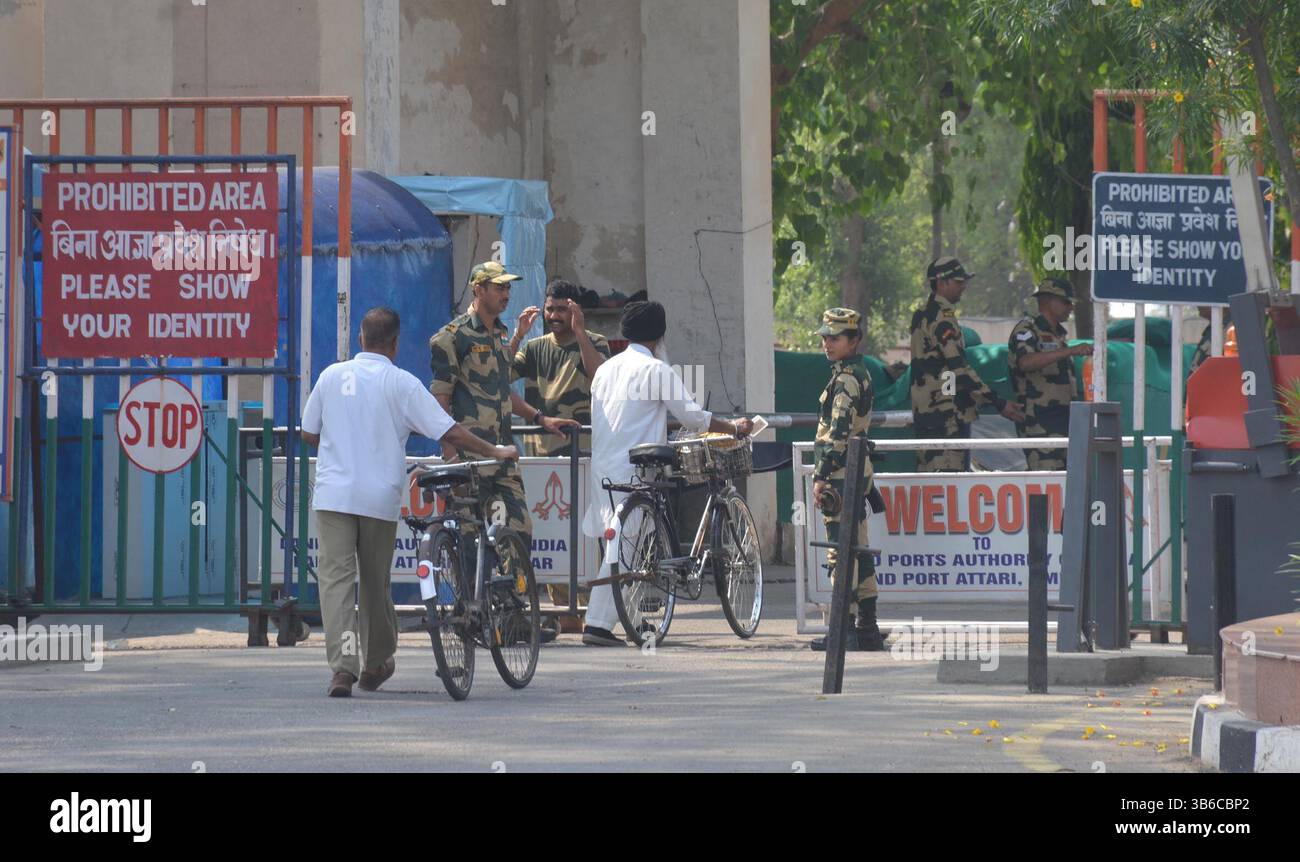 AMRITSAR, INDIA - MAY 3: Border Security Force (BSF) stand guard at ...