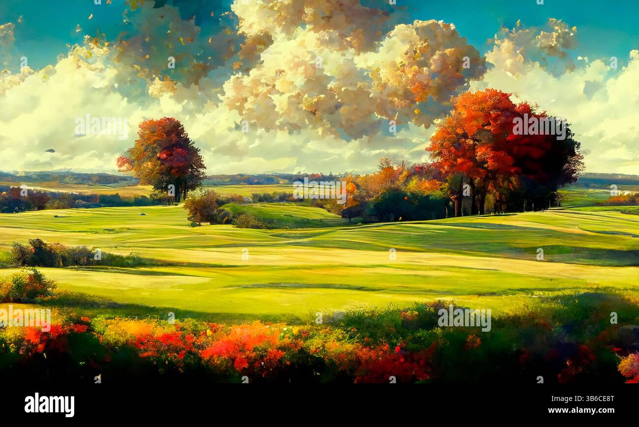 Wonderful surreal idyllic Victorian landscape in Fine Art style Stock ...
