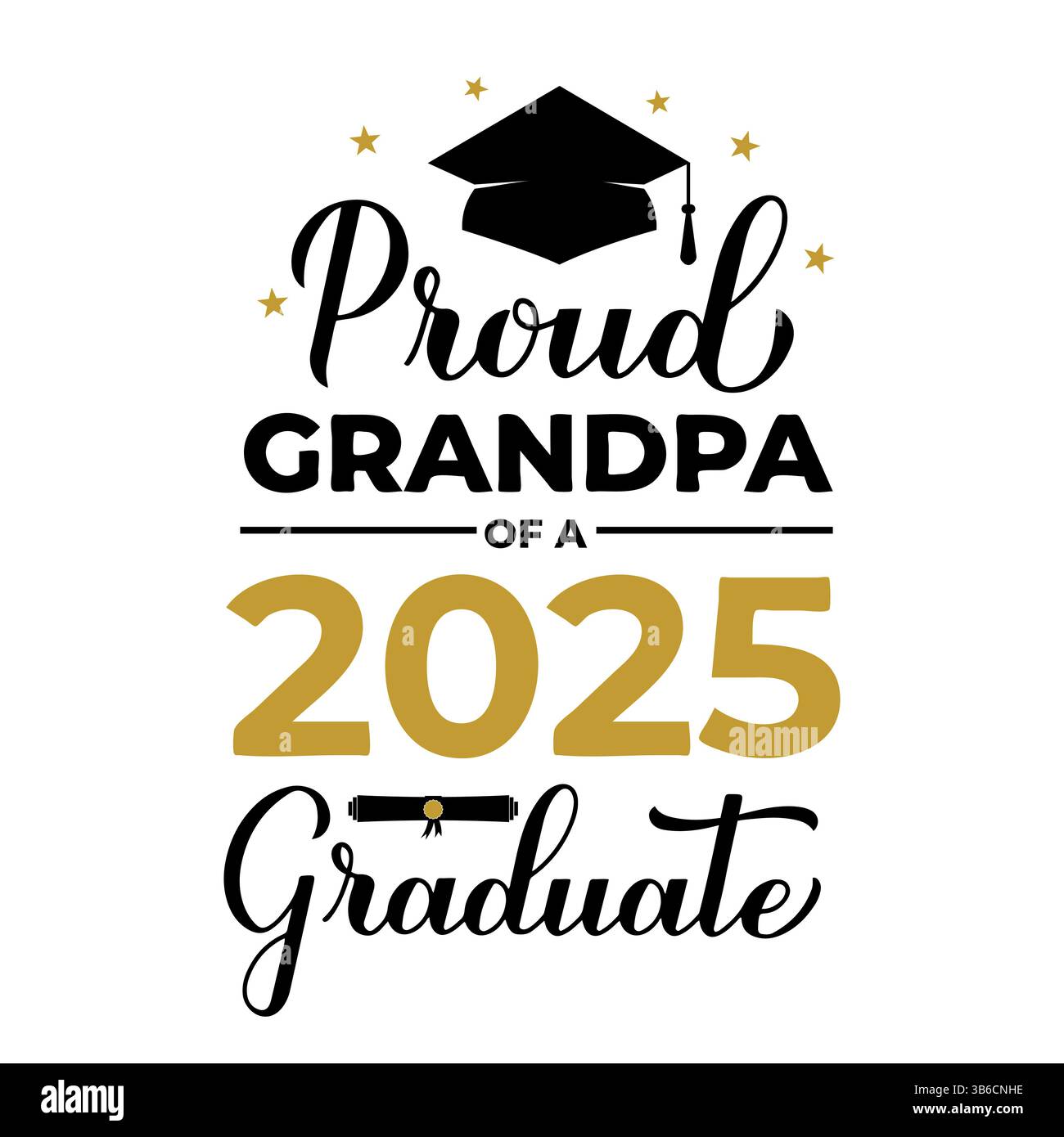 Proud grandpa of a 2025 graduate lettering with graduation cap ...