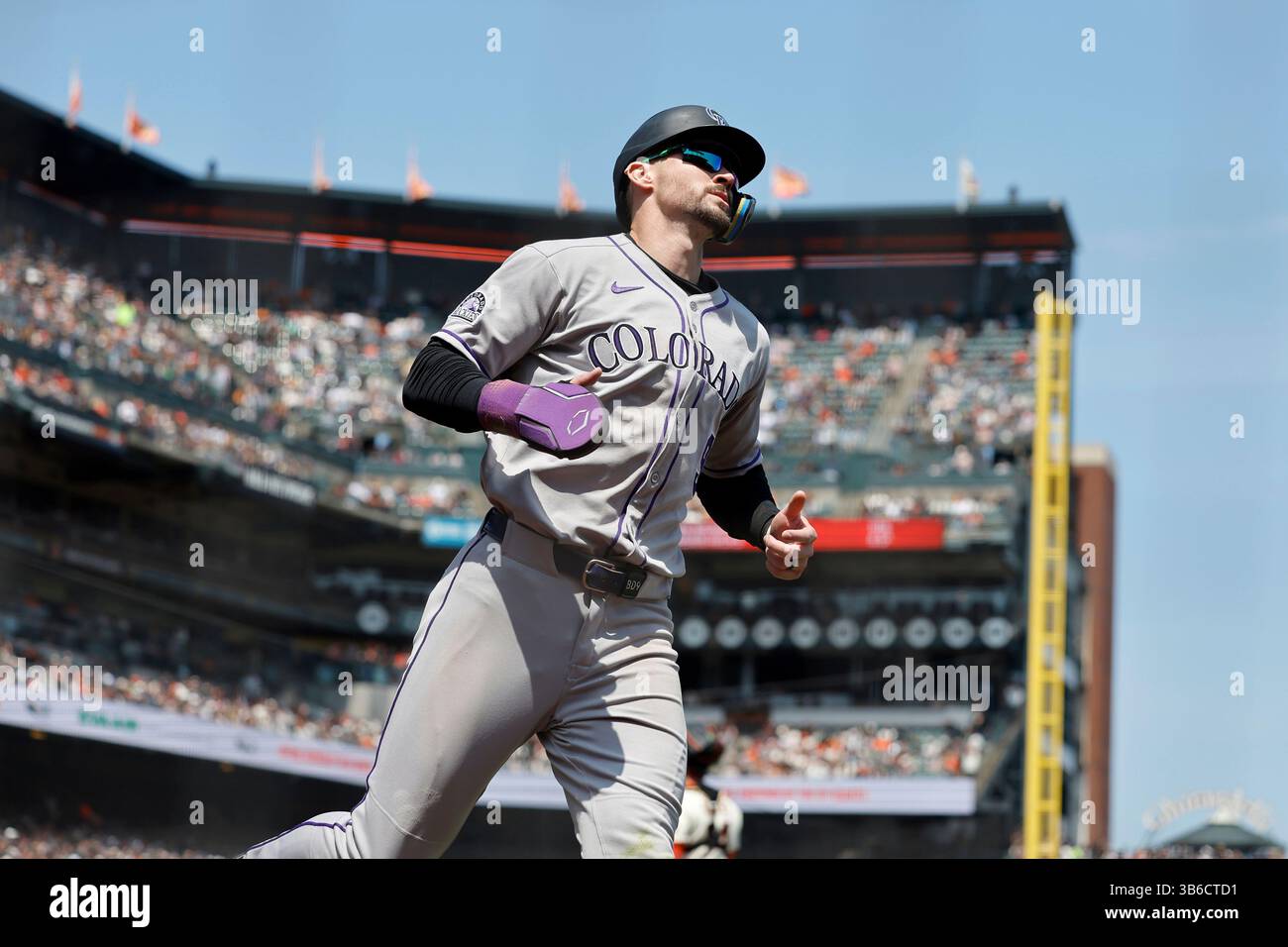 SAN FRANCISCO, CA - MAY 03: Colorado Rockies Brenton Doyle (9) scores ...