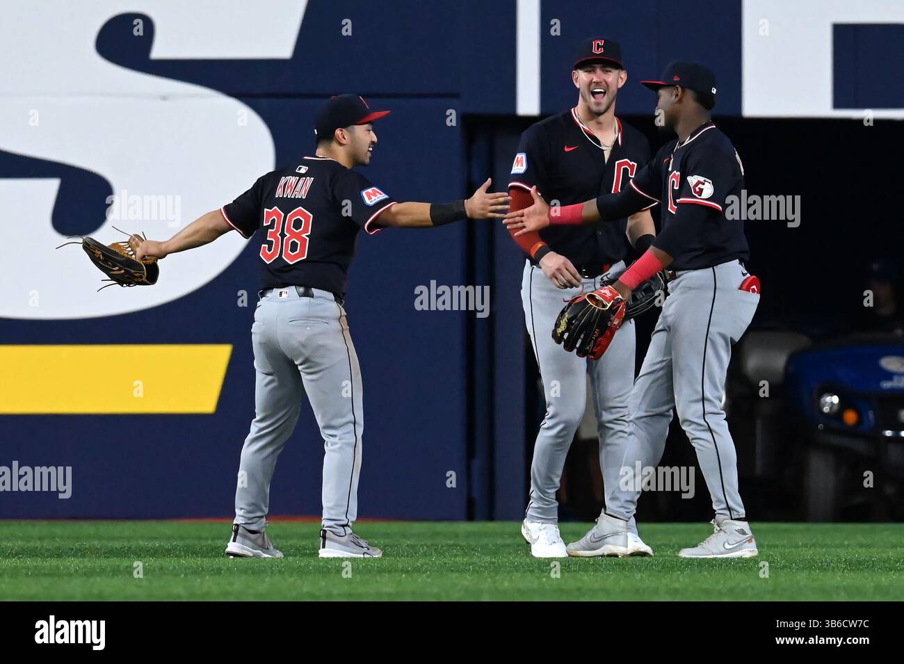 Toronto, Canada. 03rd May, 2025. Cleveland Guardians, from left, Steven ...
