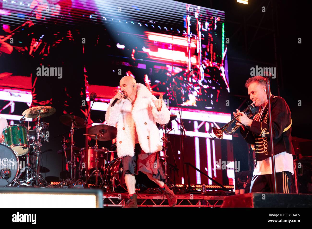 Tim Booth performing with James at Pavillion Festival Ayr, Scotland on ...