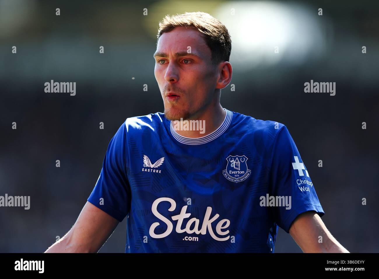Liverpool, UK. 3rd May, 2025. James Garner of Everton reacts during the ...