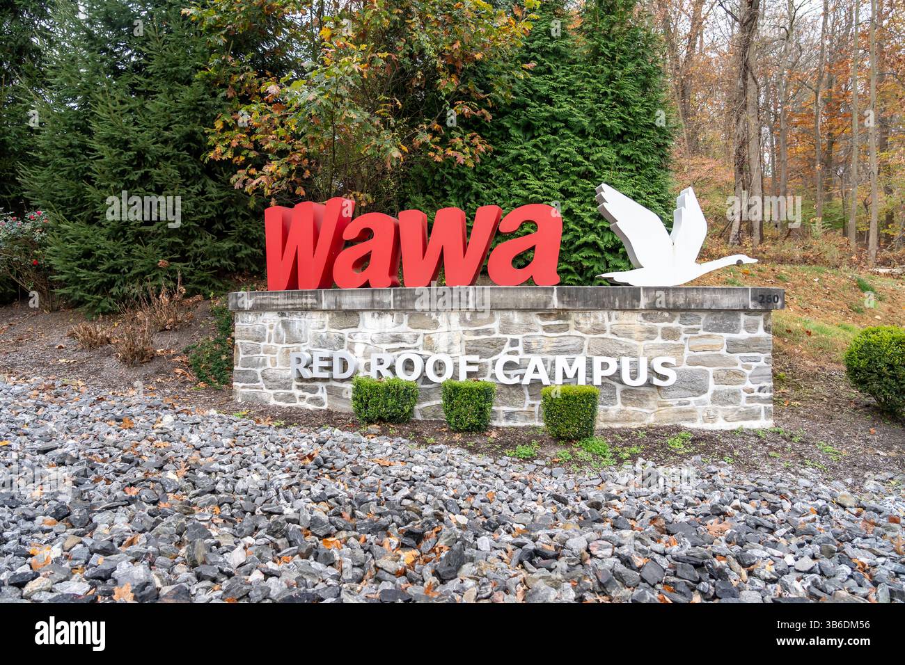 Wawa Red Roof Campus signage outside of the Corporate Headquarters in ...
