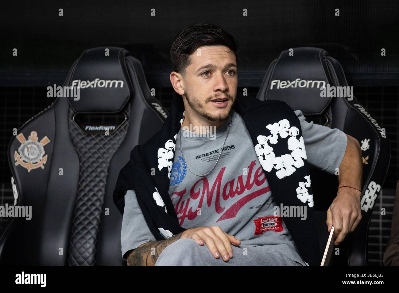 Sao Paulo, Brazil. 03rd May, 2025. Out due to a knee injury, Rodrigo ...