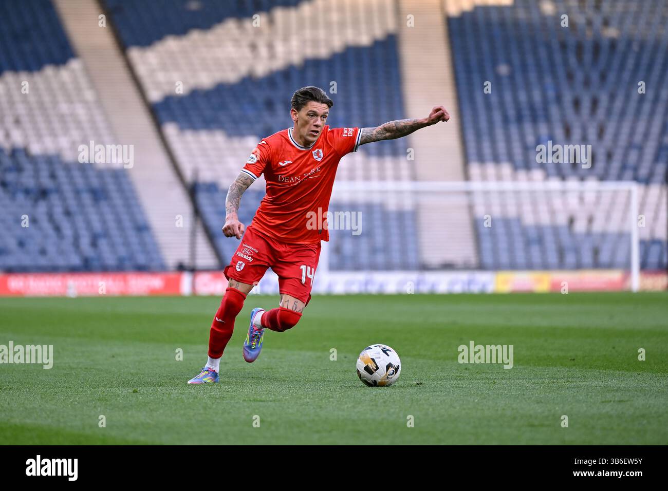 Glasgow, Scotland, UK. 2nd May, 2025. Josh Mullin of Raith Rovers ...