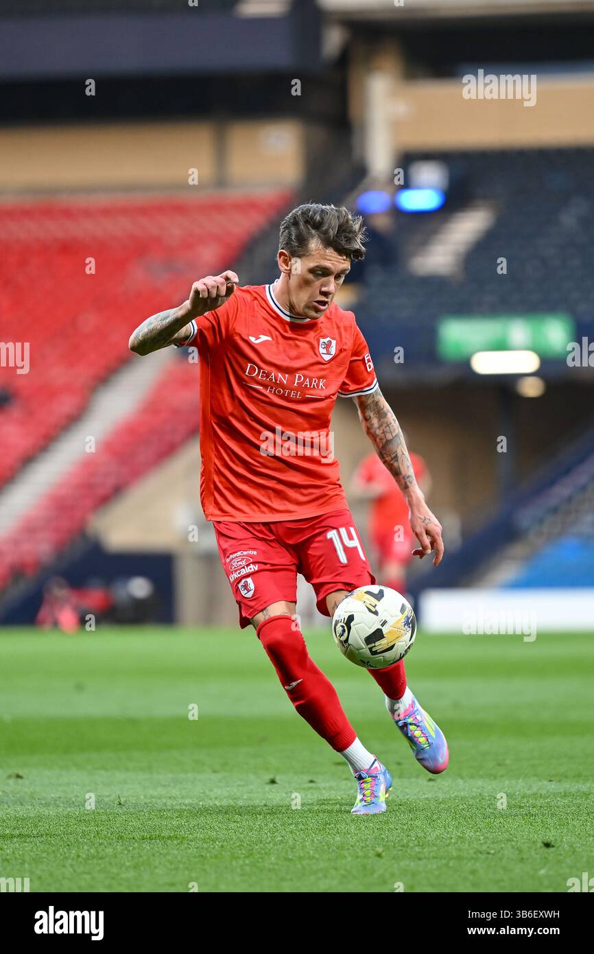 Glasgow, Scotland, UK. 2nd May, 2025. Josh Mullin of Raith Rovers in ...