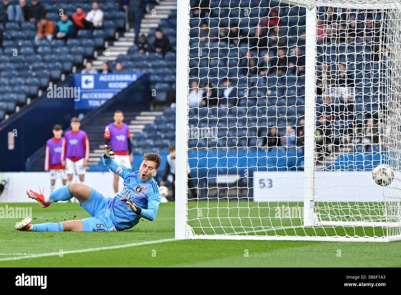 Glasgow, Scotland, UK. 2nd May, 2025. Queen’s Park goalkeeper Milosz ...