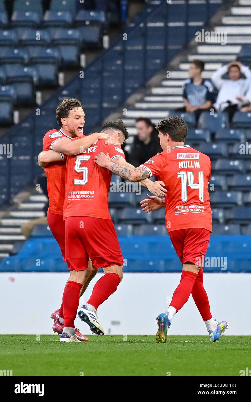 Glasgow, Scotland, UK. 2nd May, 2025. Callum Fordyce of Raith Rovers ...