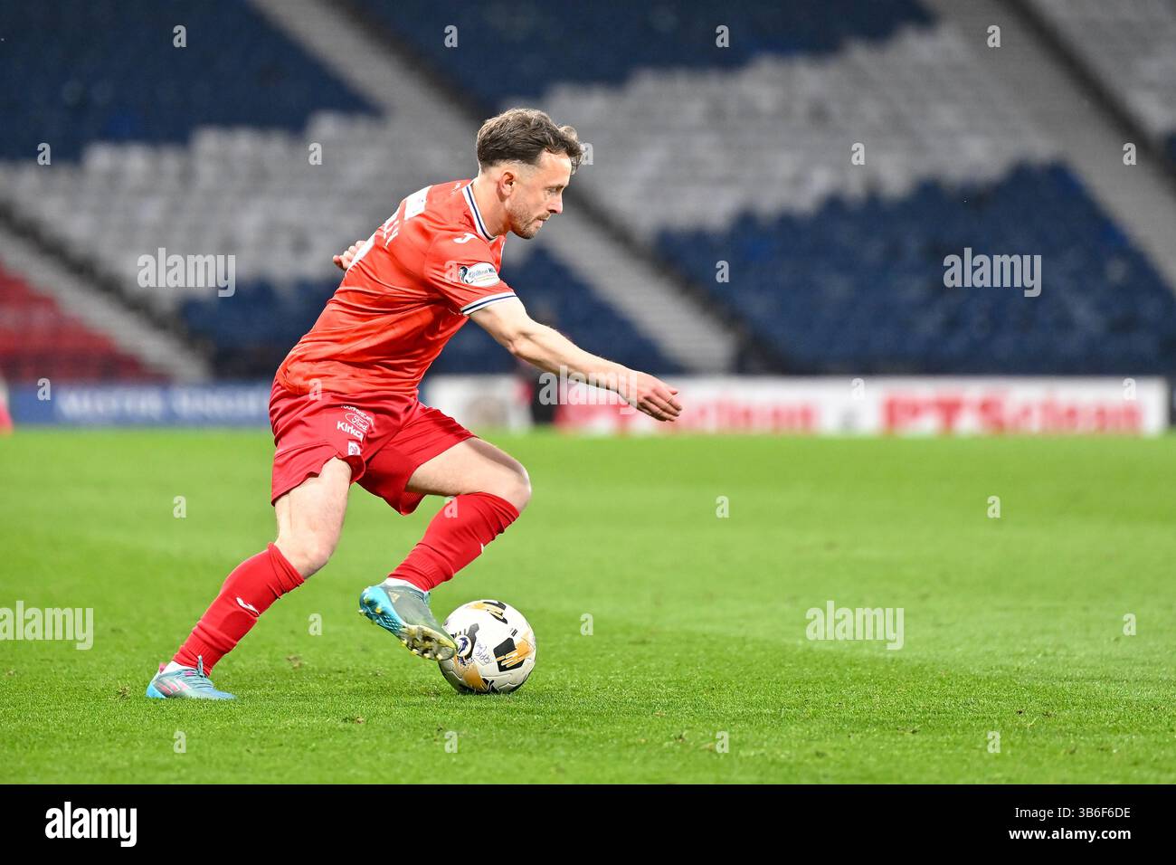 Glasgow, Scotland, UK. 2nd May, 2025. Aidan Connolly of Raith Rovers in ...