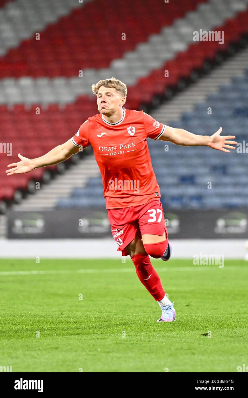 Glasgow, Scotland, UK. 2nd May, 2025. Aiden Marsh of Raith Rovers ...