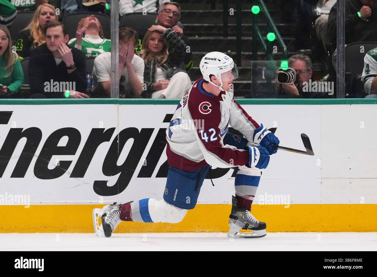 Colorado Avalanche defenseman Josh Manson (42) celebrates after scoring ...