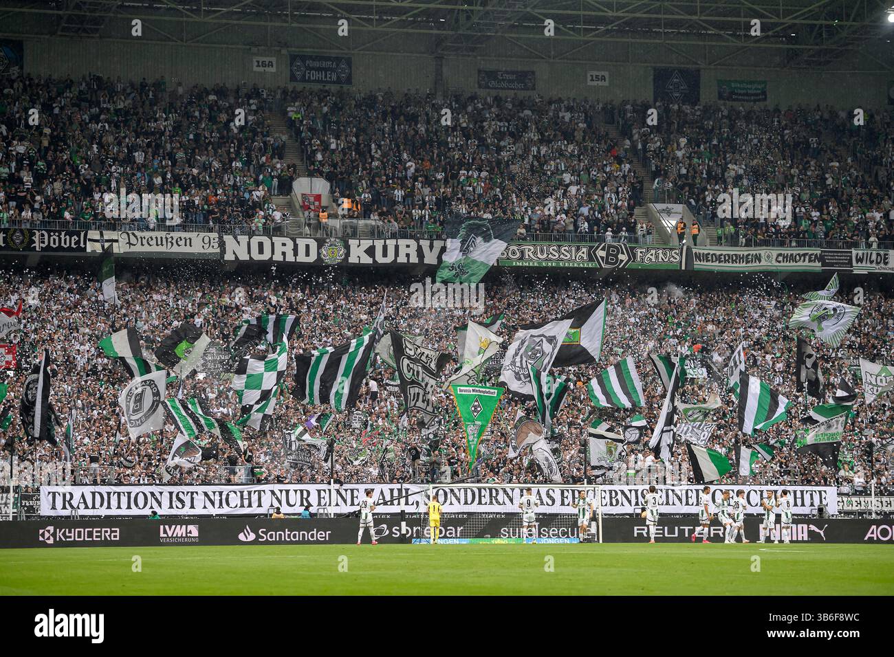 Choreography by the MG fans, soccer 1st Bundesliga, 32nd matchday ...