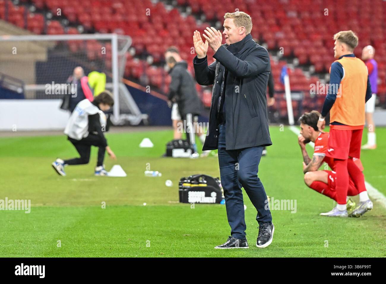 Glasgow, Scotland, UK. 2nd May, 2025. Raith Rovers manager Barry Robson ...