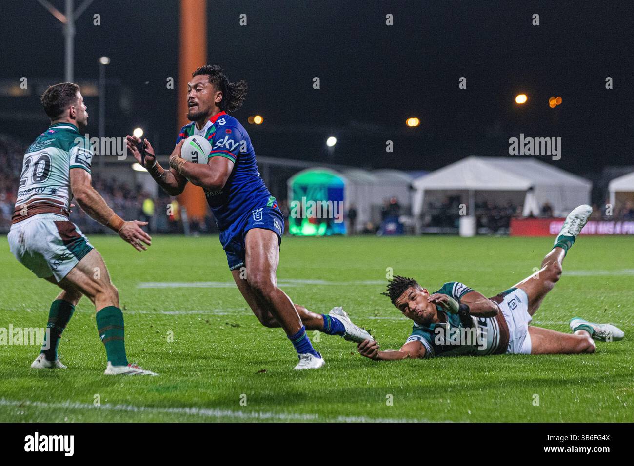 Christchurch, NEW ZEALAND - April 25 : Warriors player Adam Pompey ...