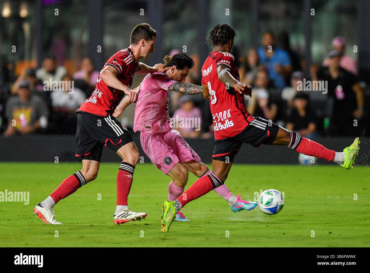 Inter Miami forward Lionel Messi shoots the ball past New York Red ...