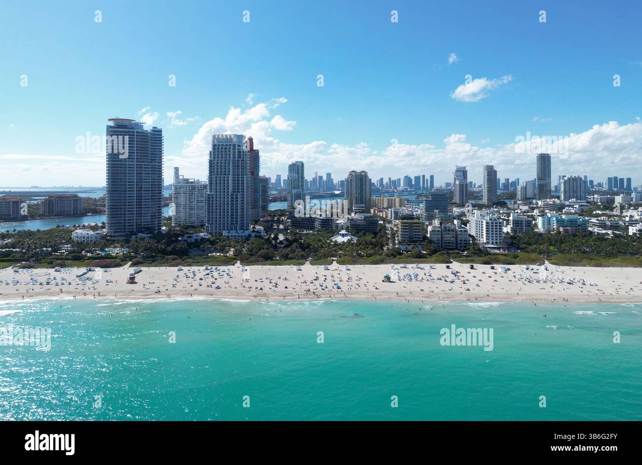 Miami Beach skyline. Miami from above. Miamis famous landmarks. South ...