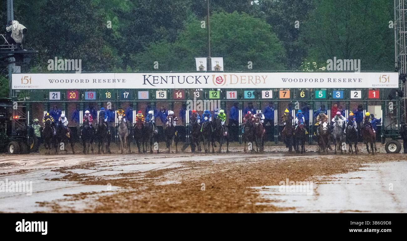 Louisville, United States. 03rd May, 2025. Horses break from the ...