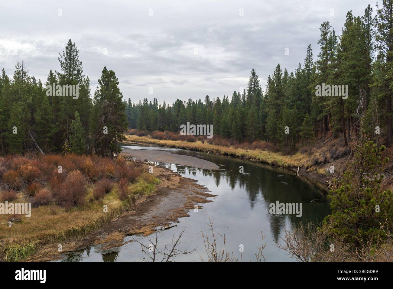 The Deschutes River meanders through La Pine State Park in central ...