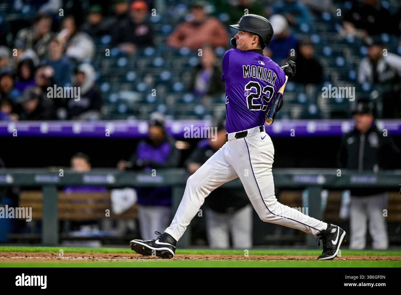 DENVER, CO - APRIL 28: Colorado Rockies center fielder Mickey Moniak ...