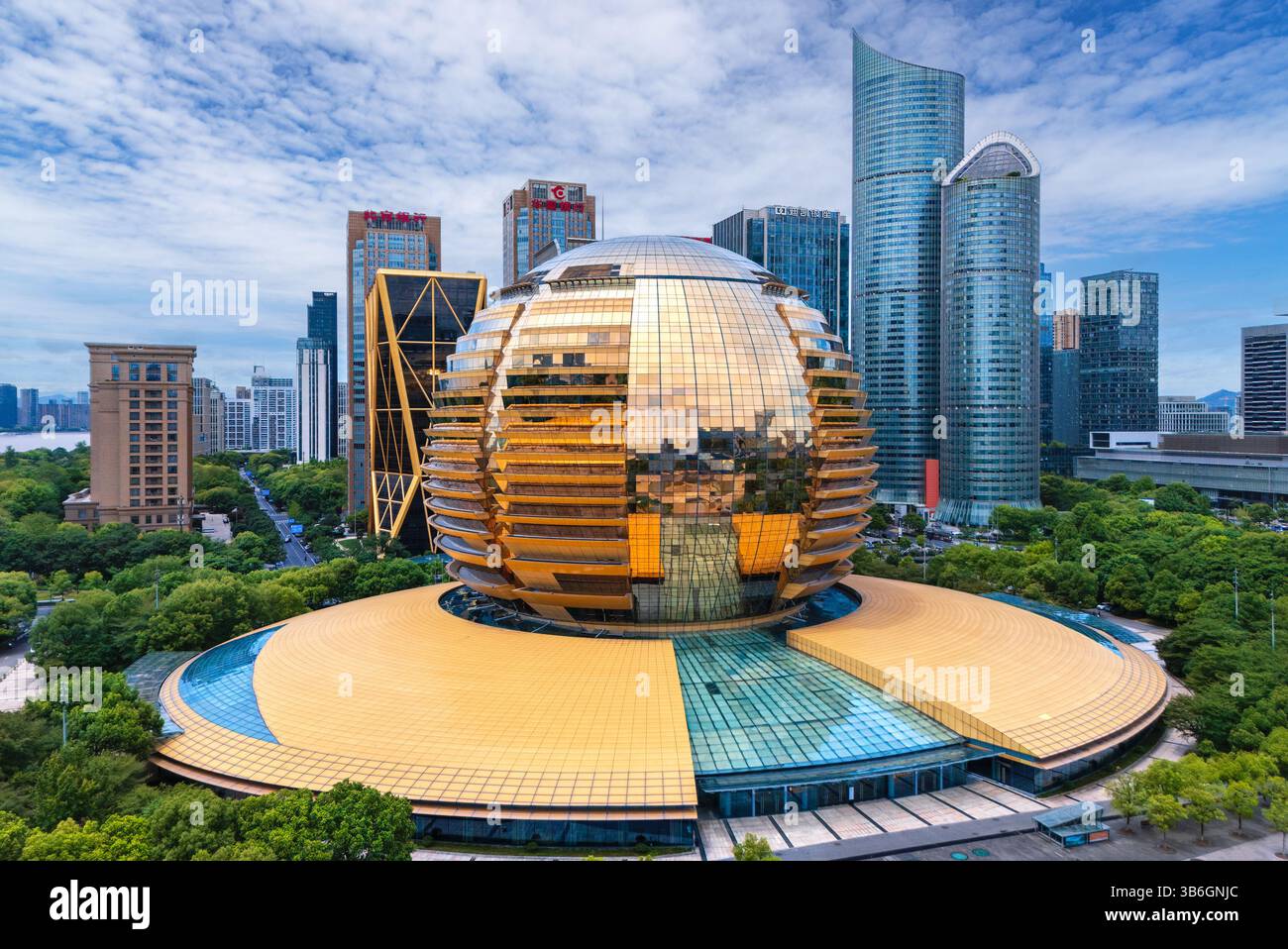 Aerial view of landmark buildings in Qianjiang New Town, Hangzhou ...