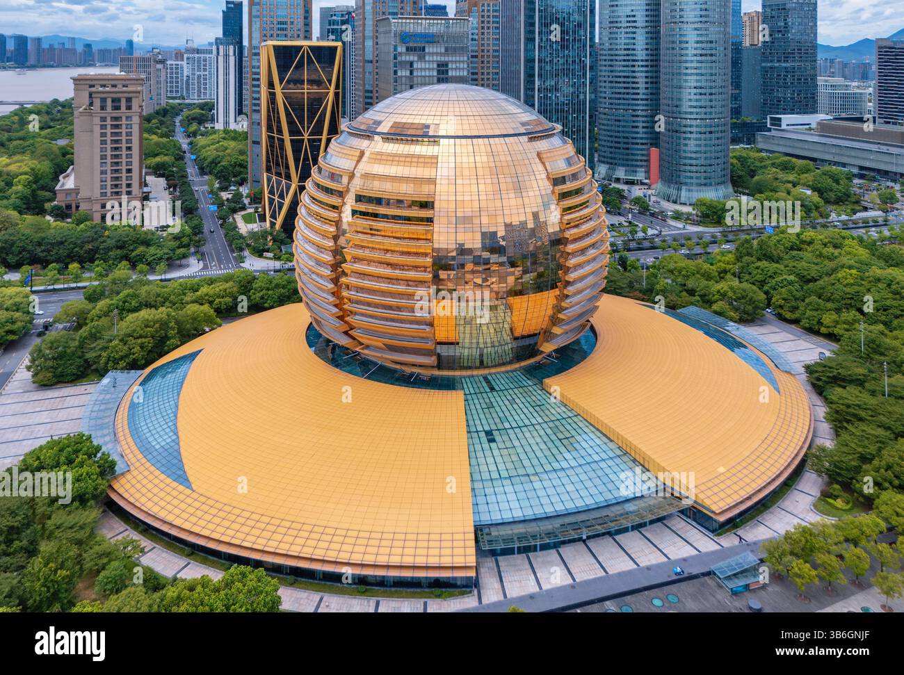 Aerial view of landmark buildings in Qianjiang New Town, Hangzhou ...