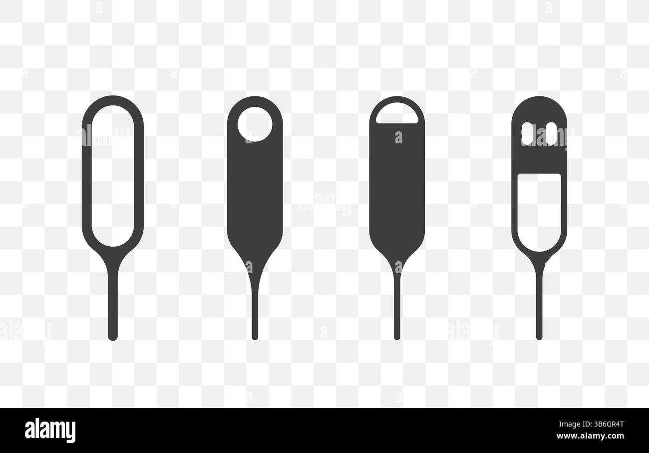 Sim ejector. Set of black pin icons. Flat design. Vector illustration ...