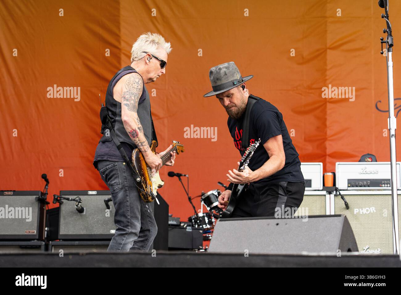Mike McCready, left, and Jeff Ament of Pearl Jam perform during the ...