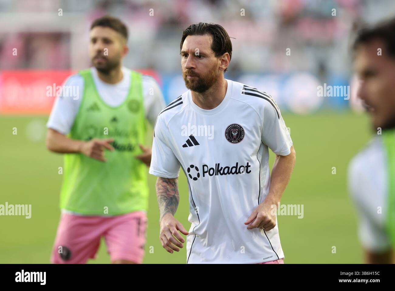 FT. LAUDERDALE, FL - MAY 03: Inter Miami forward Lionel Messi (10) ears ...