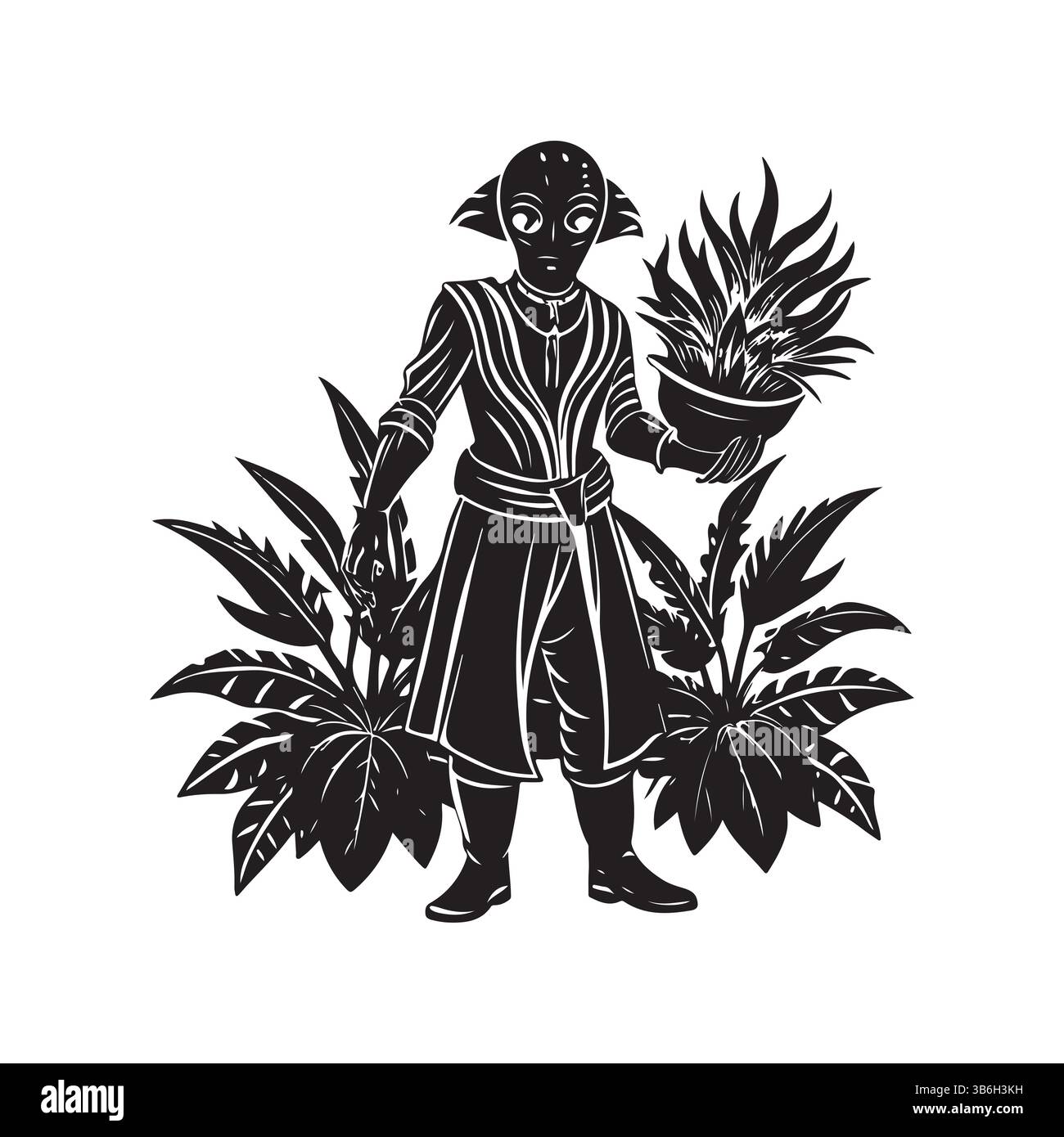 Tending potted plant Stock Vector Images - Alamy