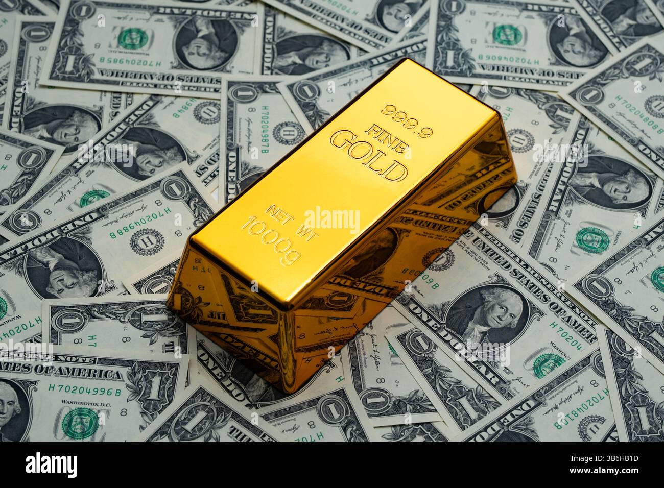Money dollars, gold. Saving finance. Dollars vs gold bar. Saving money ...
