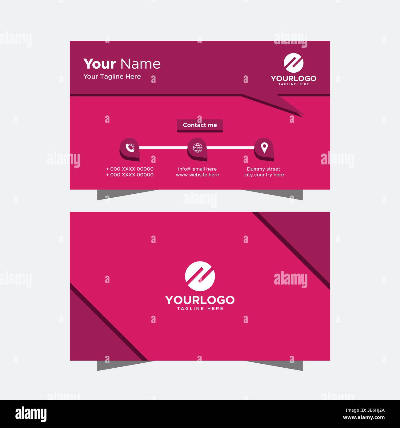 Dark pink business card fully vector and editable template Stock Vector ...